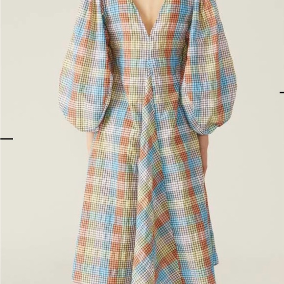 Ganni | Dresses | Ganni Seersucker Check Dress With Tag | Poshmark